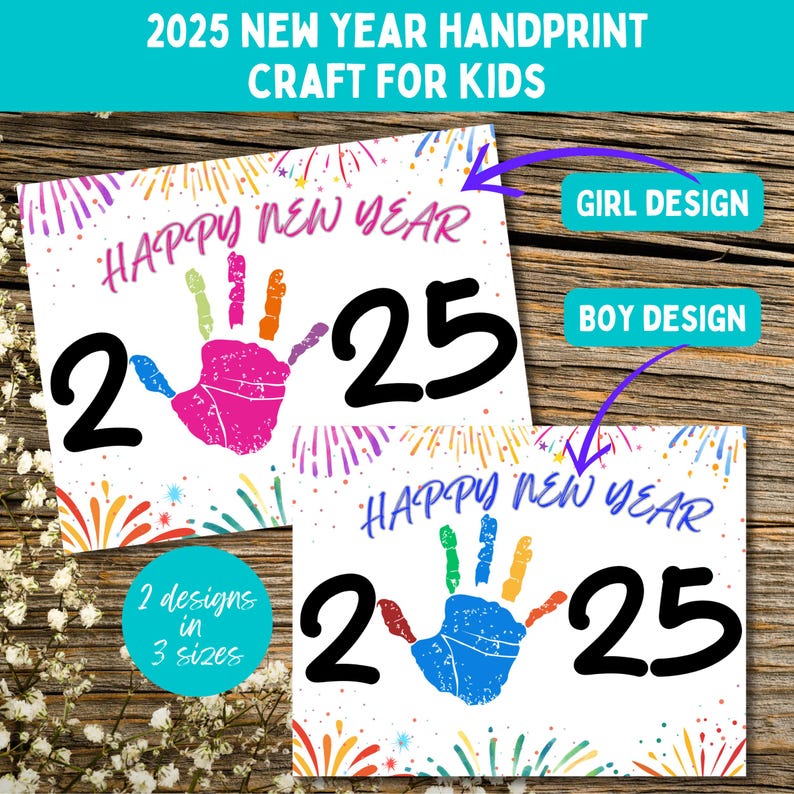 NEW YEAR Handprint Craft for Kids, Keepsake 2025, Happy New Year's Eve ...