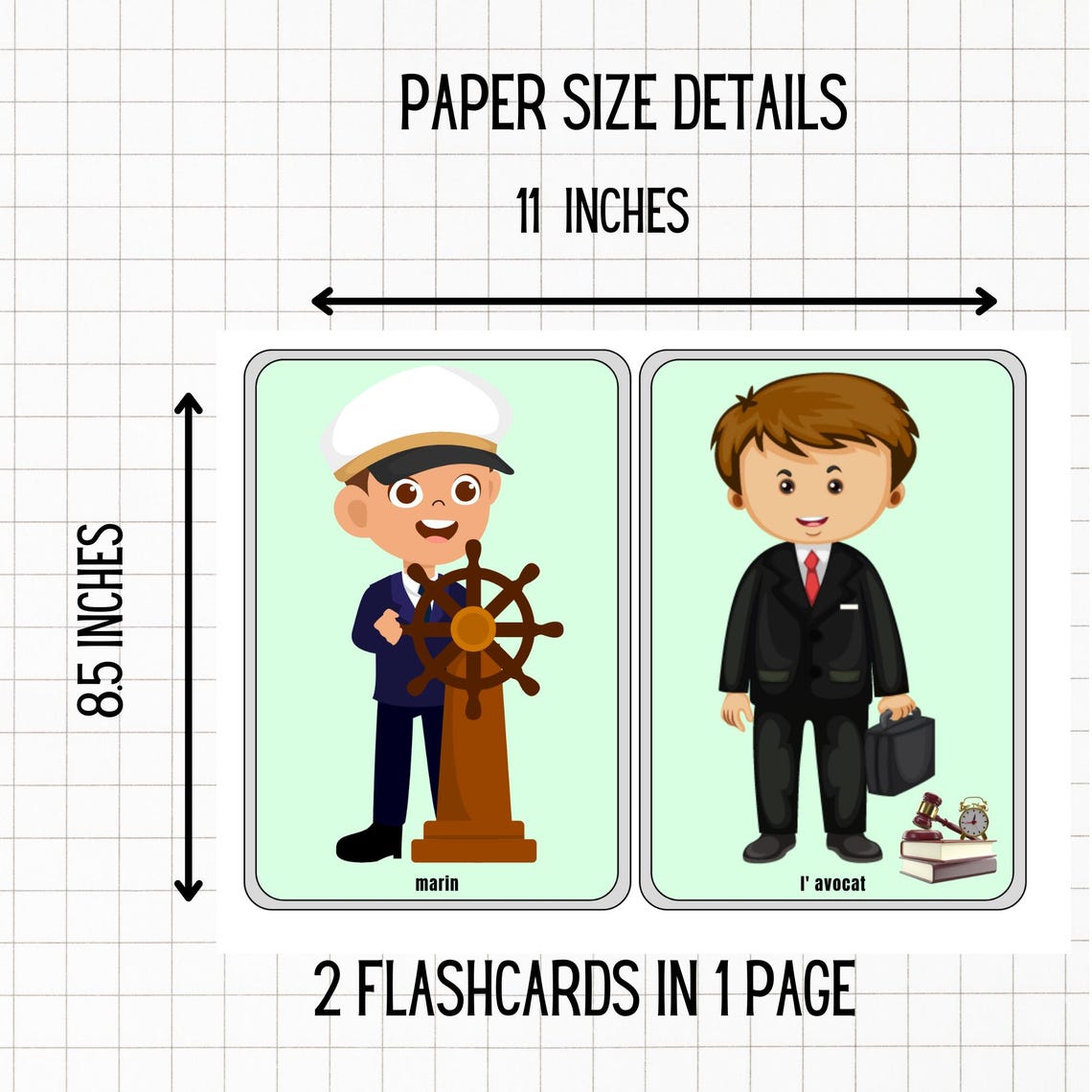 French Jobs Flash Cards | Educational Learning (PDF File) - Etsy