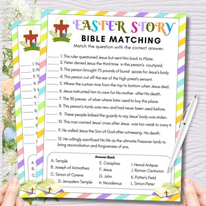 Easter Story Bible Matching Game, Holy Week Easter Bible Game Church ...