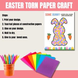 Easter Bunny Torn Paper Craft, Kids DIY Art Activity (printable PDF/PNG ...