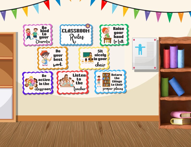 Classroom Rules Poster Set | Playful Decor (PDF & PNG) - Etsy