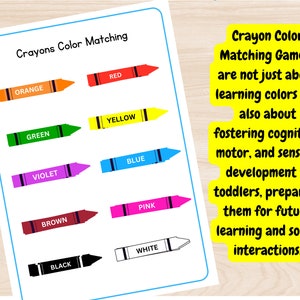 Color Matching Game, Busy Book Printable, Crayons Color Matching, Color ...