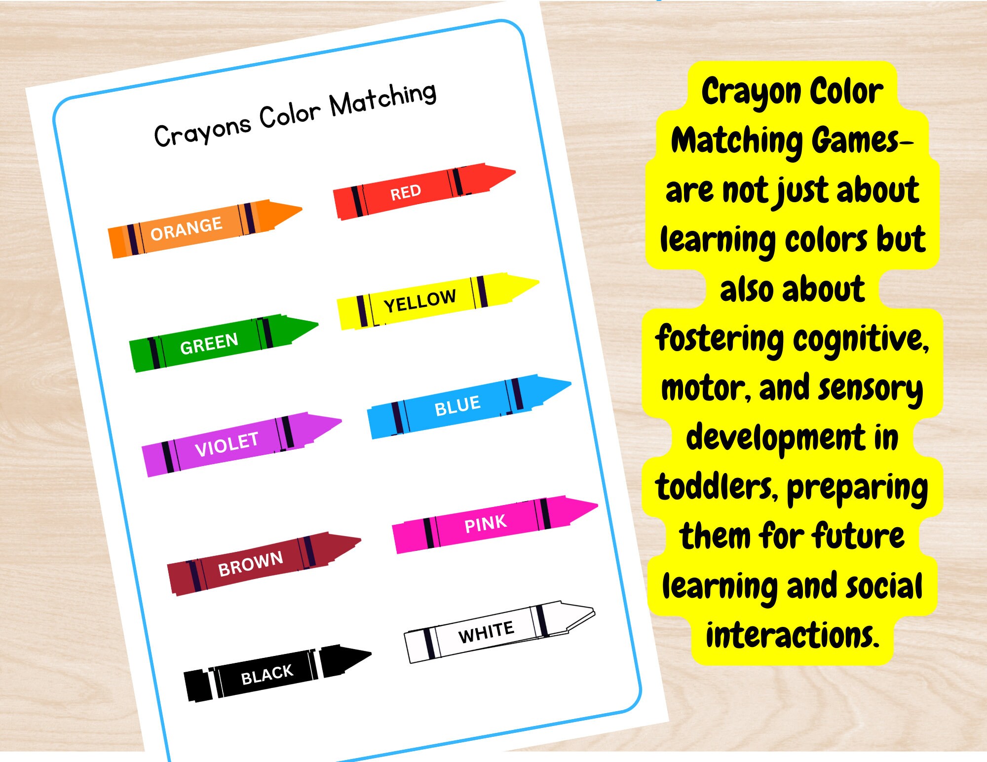 Color Matching Game, Busy Book Printable, Crayons Color Matching, Color ...