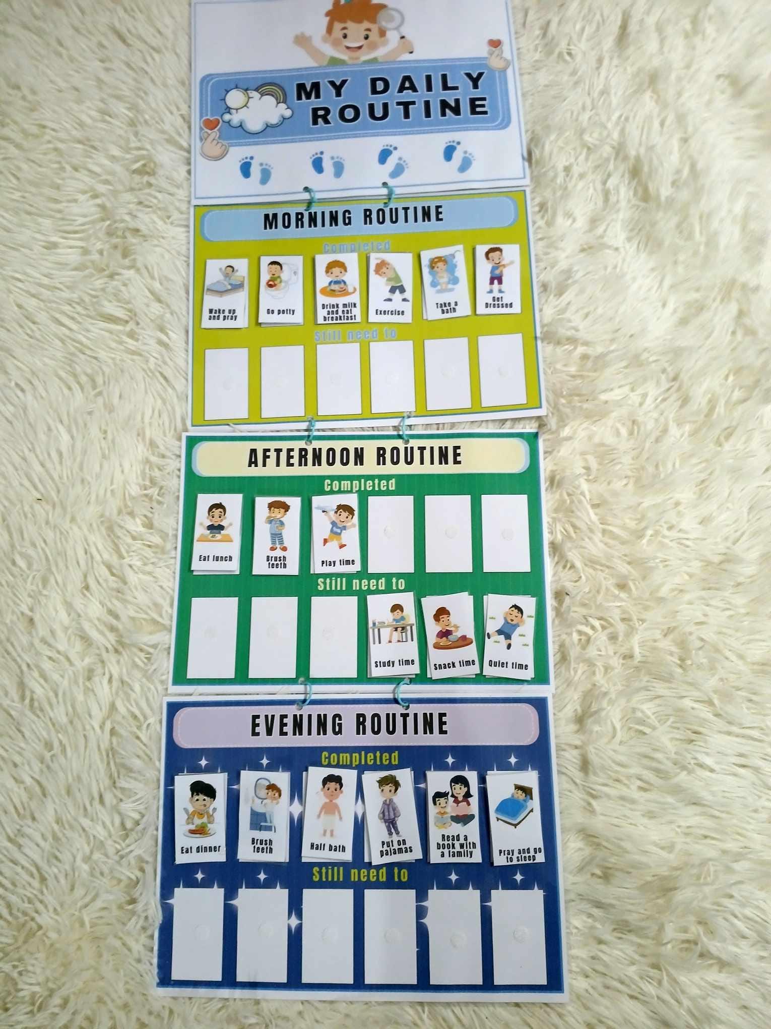 Boy Daily Routine Chart Printable, Morning, Afternoon, Evening Bedtime ...