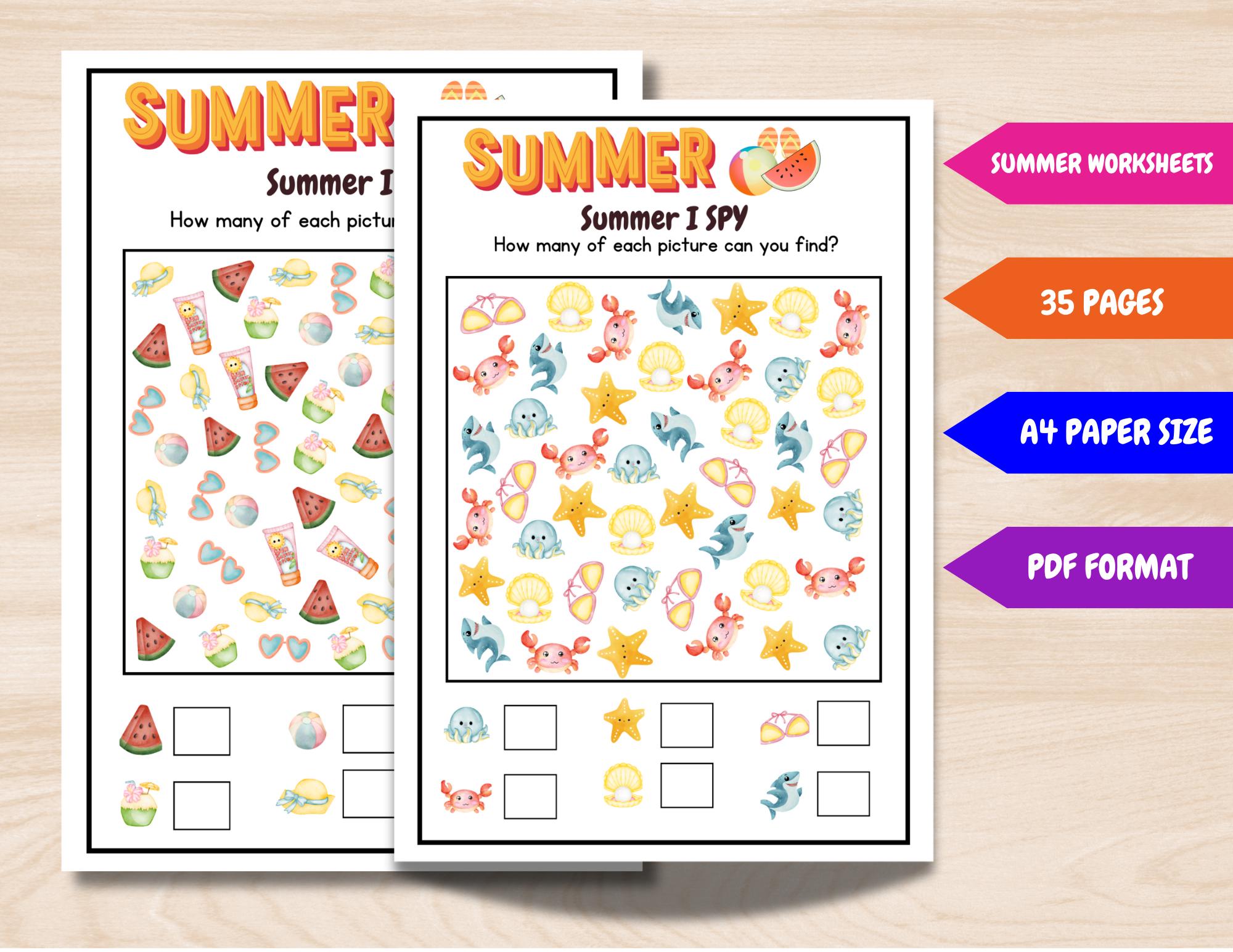 Printable Summer Worksheet for Preschool Summer Work Sheets for ...