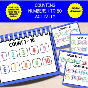 Counting Numbers 1 to 50 Busy Book Activity, Numbers Activity Game ...