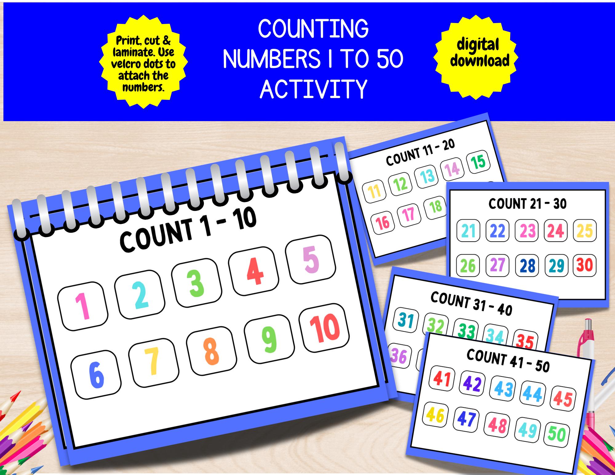 Counting Numbers 1 to 50 Busy Book Activity, Numbers Activity Game ...