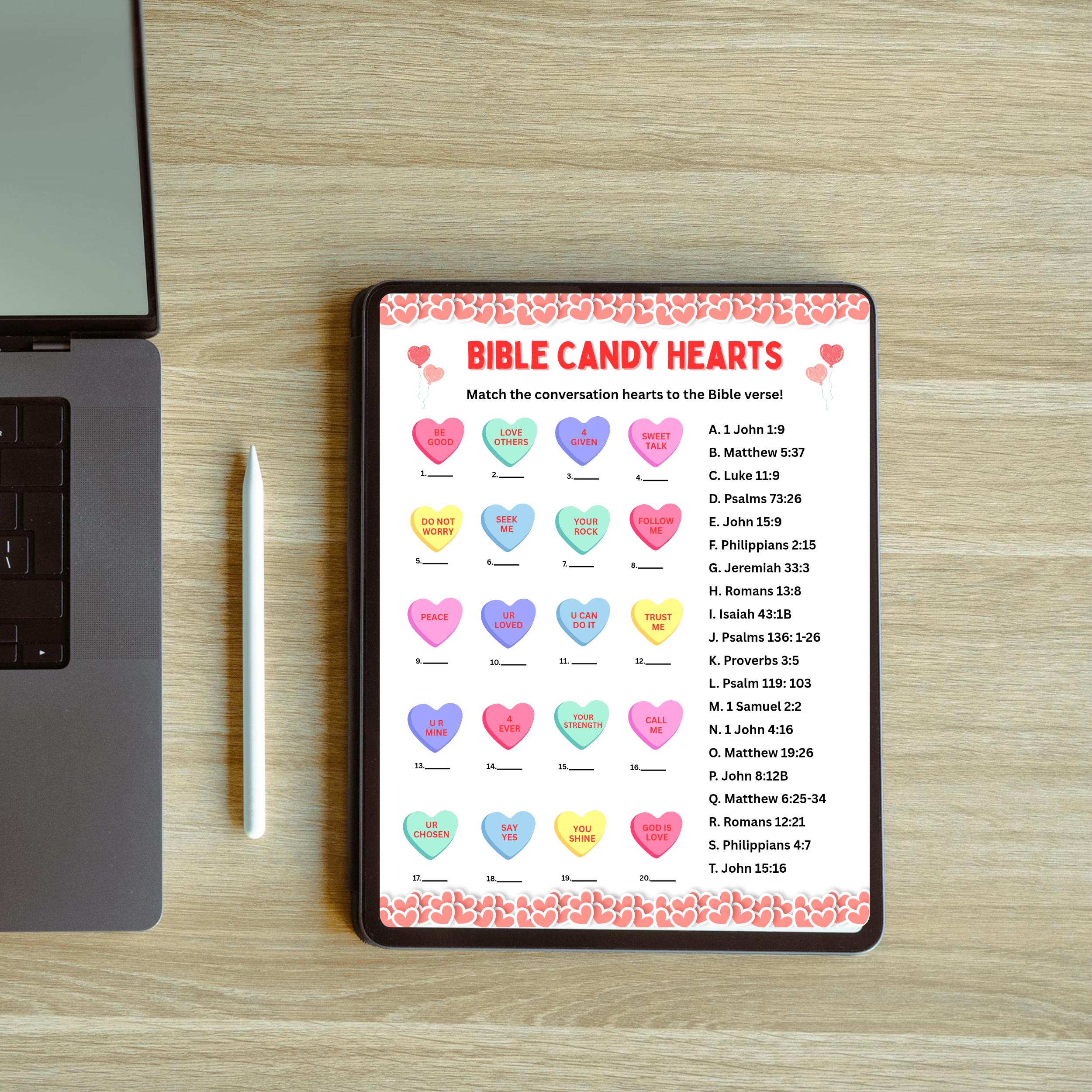 Bible Verse Conversation Hearts Game, Church Valentine (printable ...