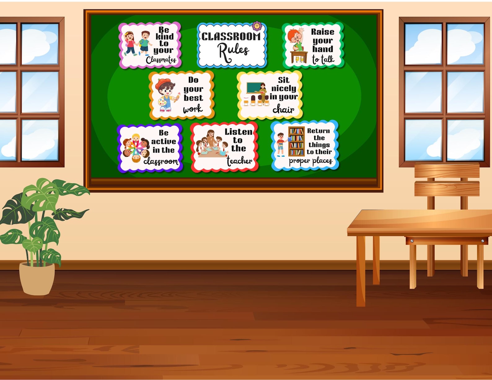 Classroom Rules Poster Set | Playful Decor (PDF & PNG) - Etsy