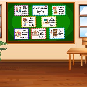 Classroom Rules Poster Set | Playful Decor (PDF & PNG) - Etsy
