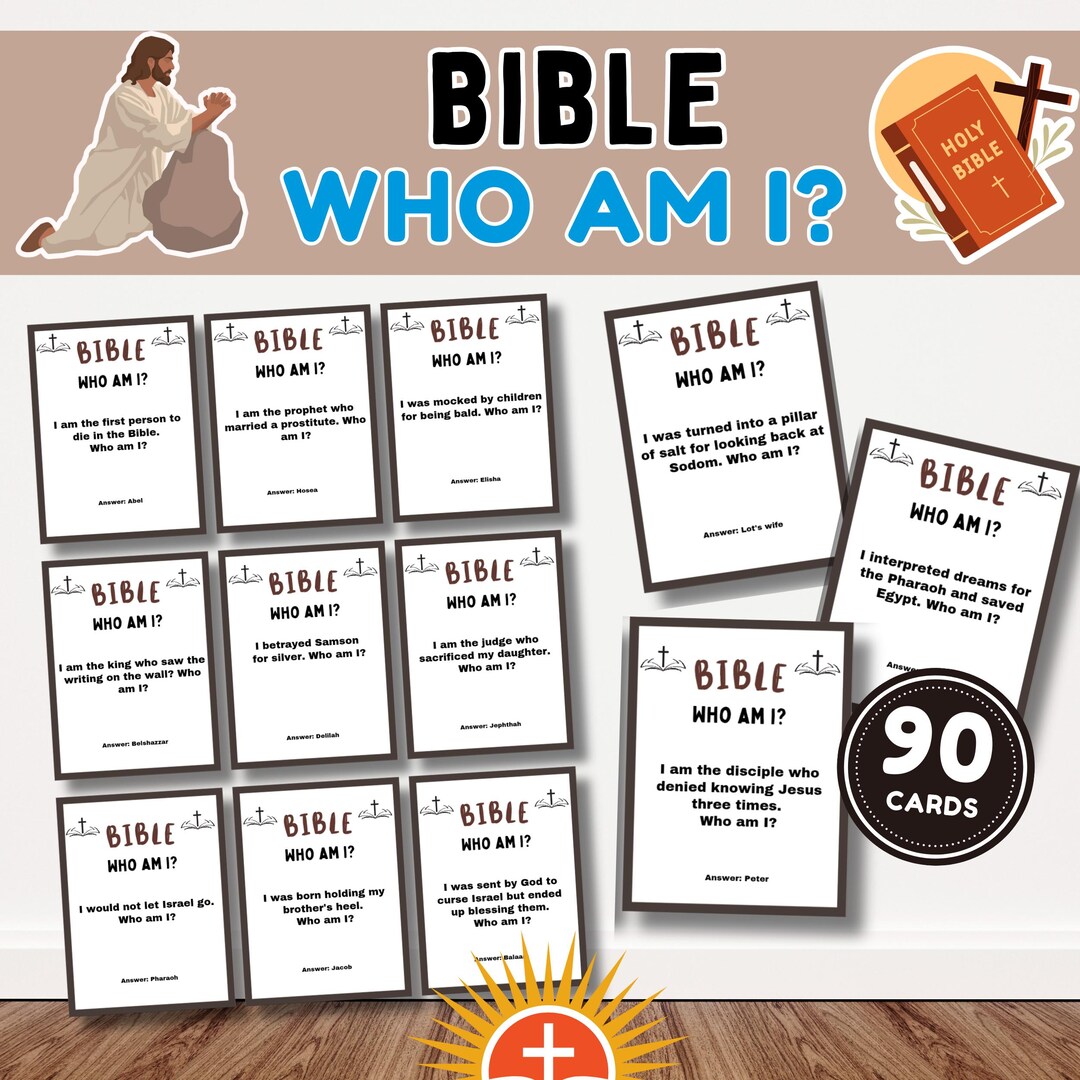 Bible Who Am I Trivia Cards, Printable Christian Party Game for Kids ...