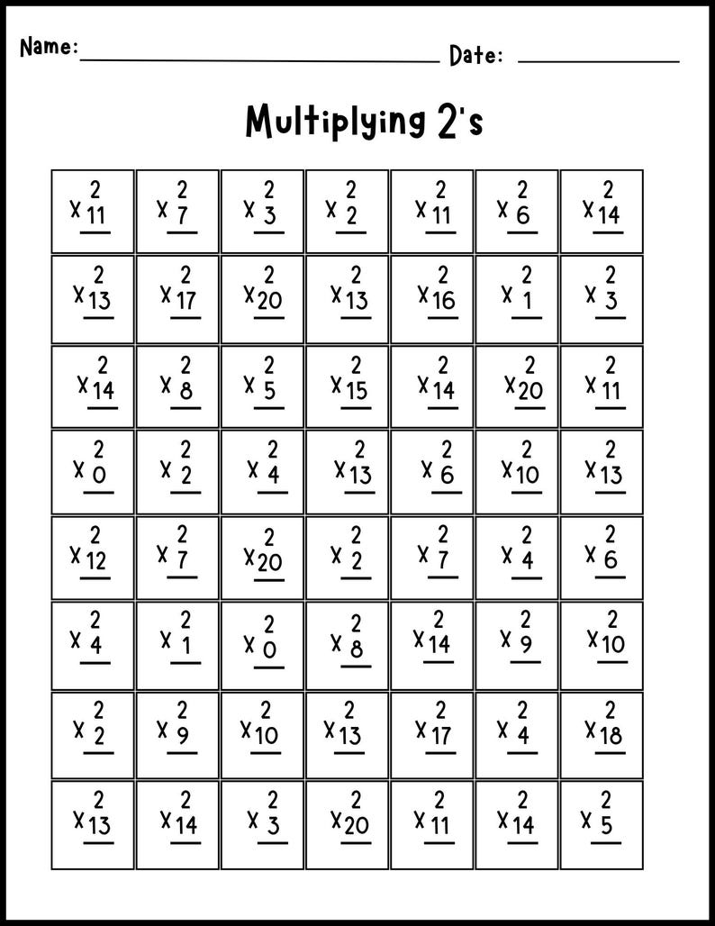 24 Printable Multiplying Practice Worksheets. Numbers 1-12. 1st-4th ...