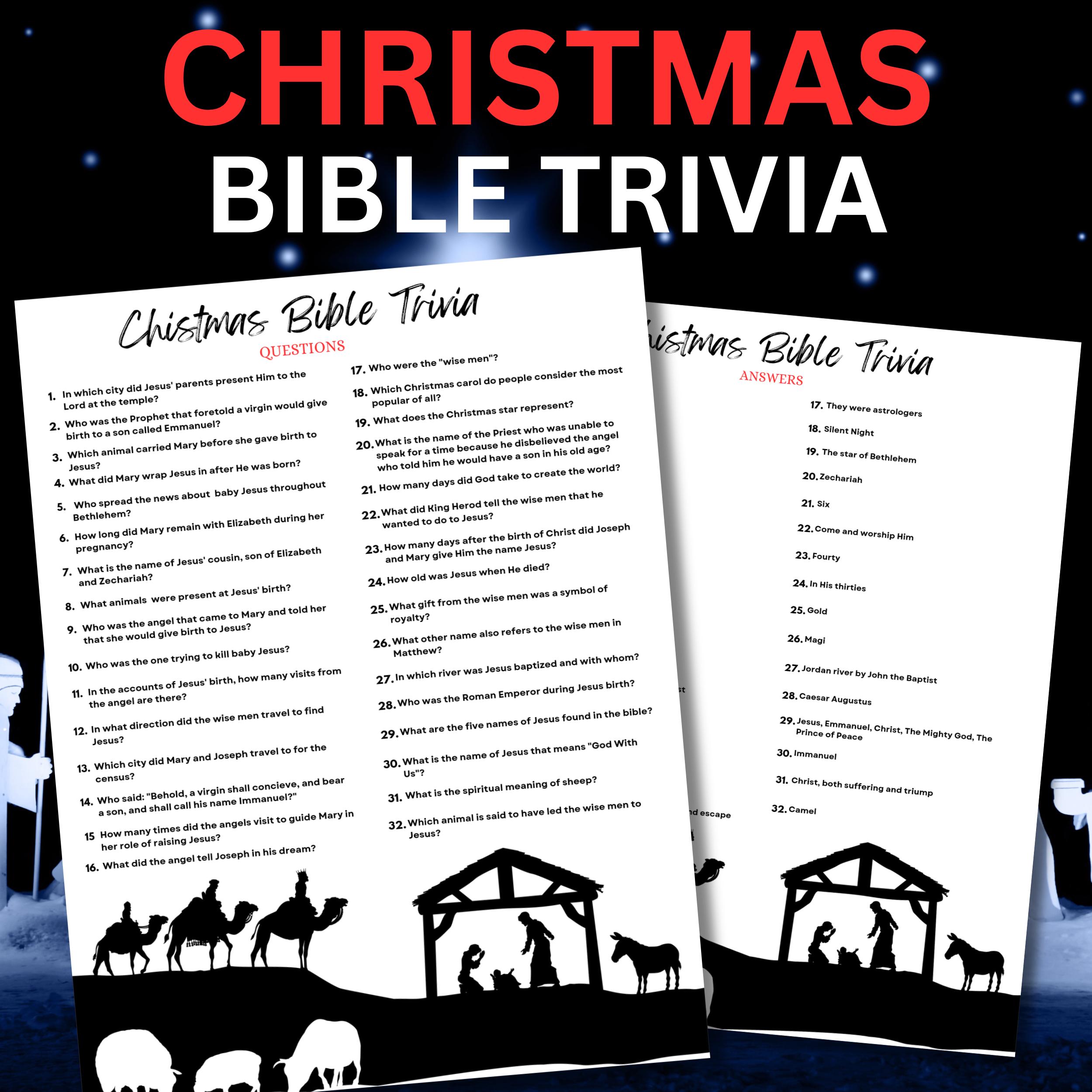 Christmas Bible Trivia Questions for Kids | Sunday School | Youth Group ...