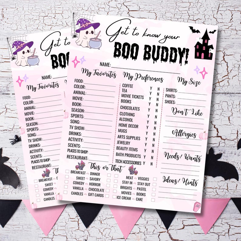 Halloween Questionnaire, Editable Boo Buddy Printable, Boo Basket Gift ...