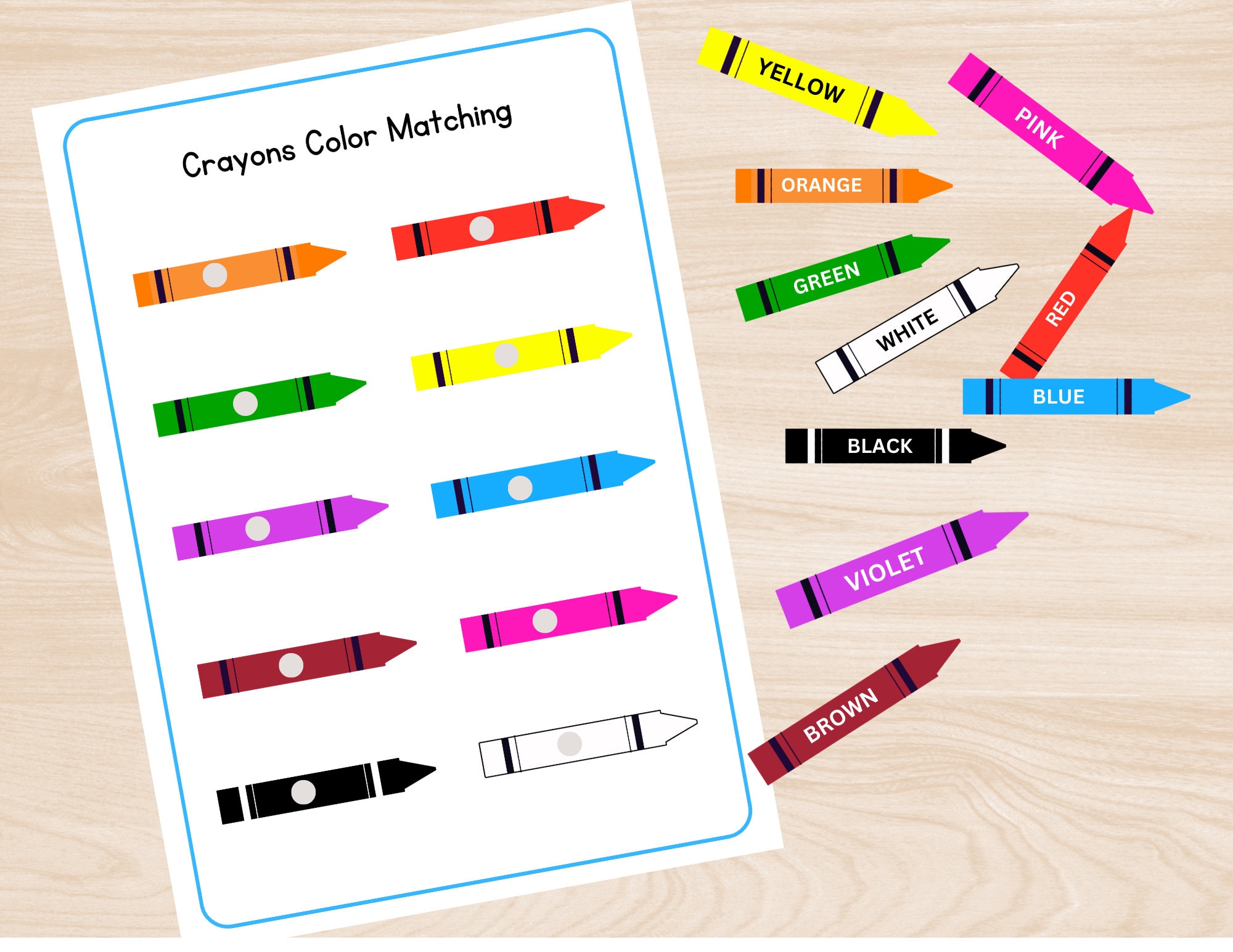 Color Matching Game, Busy Book Printable, Crayons Color Matching, Color ...