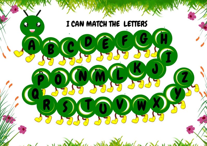 Caterpillar Letter Matching Printable, Busy Book, Learn Alphabet ...