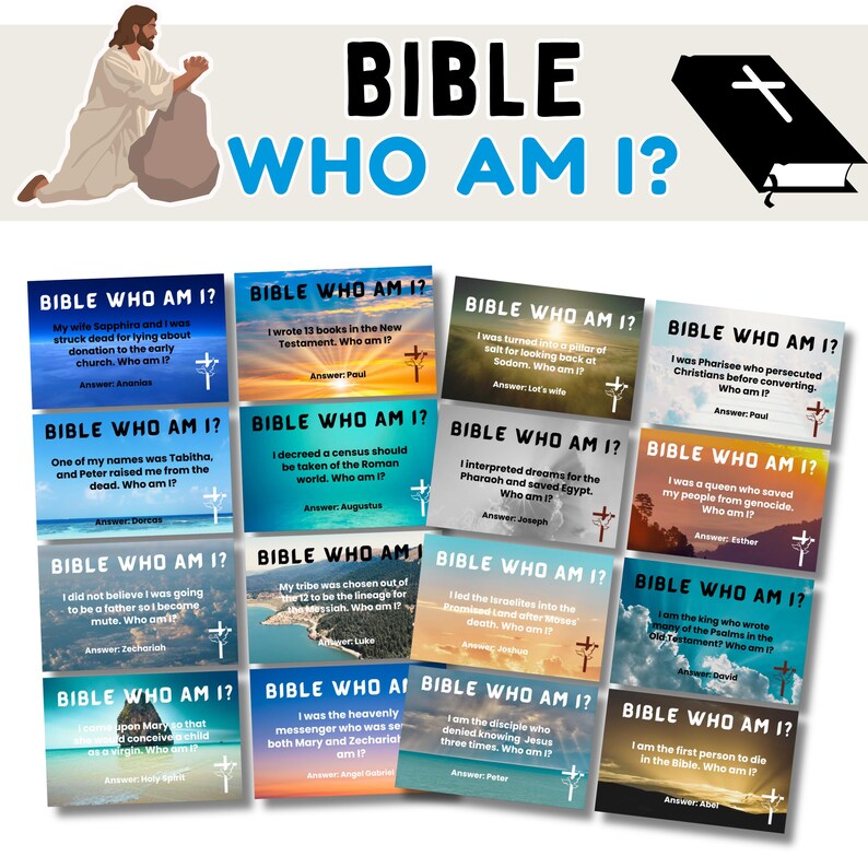 Bible Trivia Cards, Who Am I Game, Christian Party (PDF Download ...