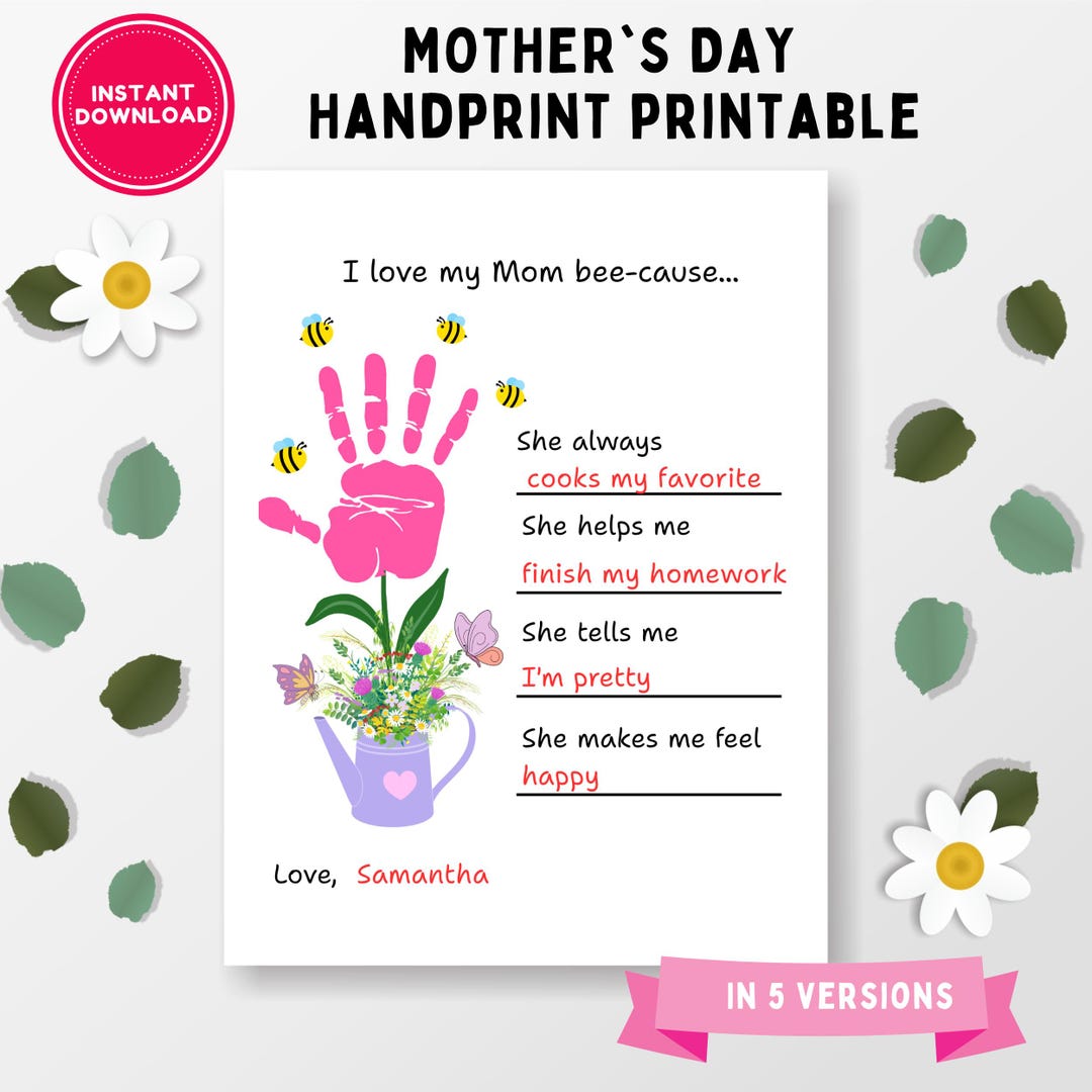 Mother's Day Handprint, Mother's Day Printable , Mothers Day Gift ...