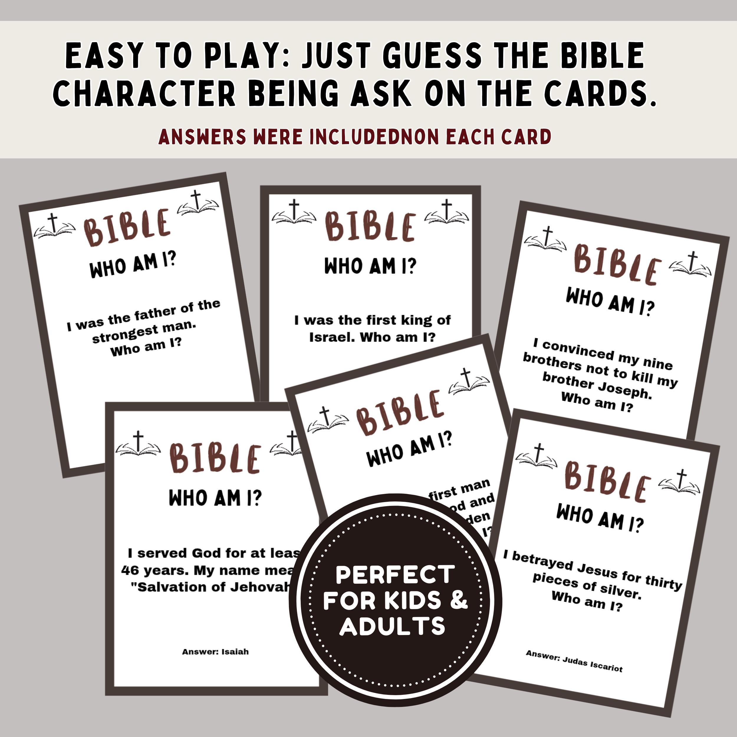 Bible Trivia Cards, Who Am I Game, Church Activity (PDF) - Etsy