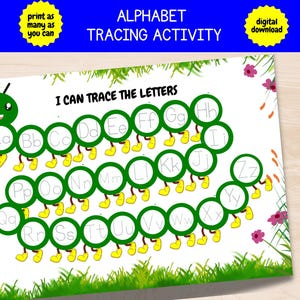 Caterpillar Alphabet Tracing Printable, Busy Book, Learn Alphabet ...