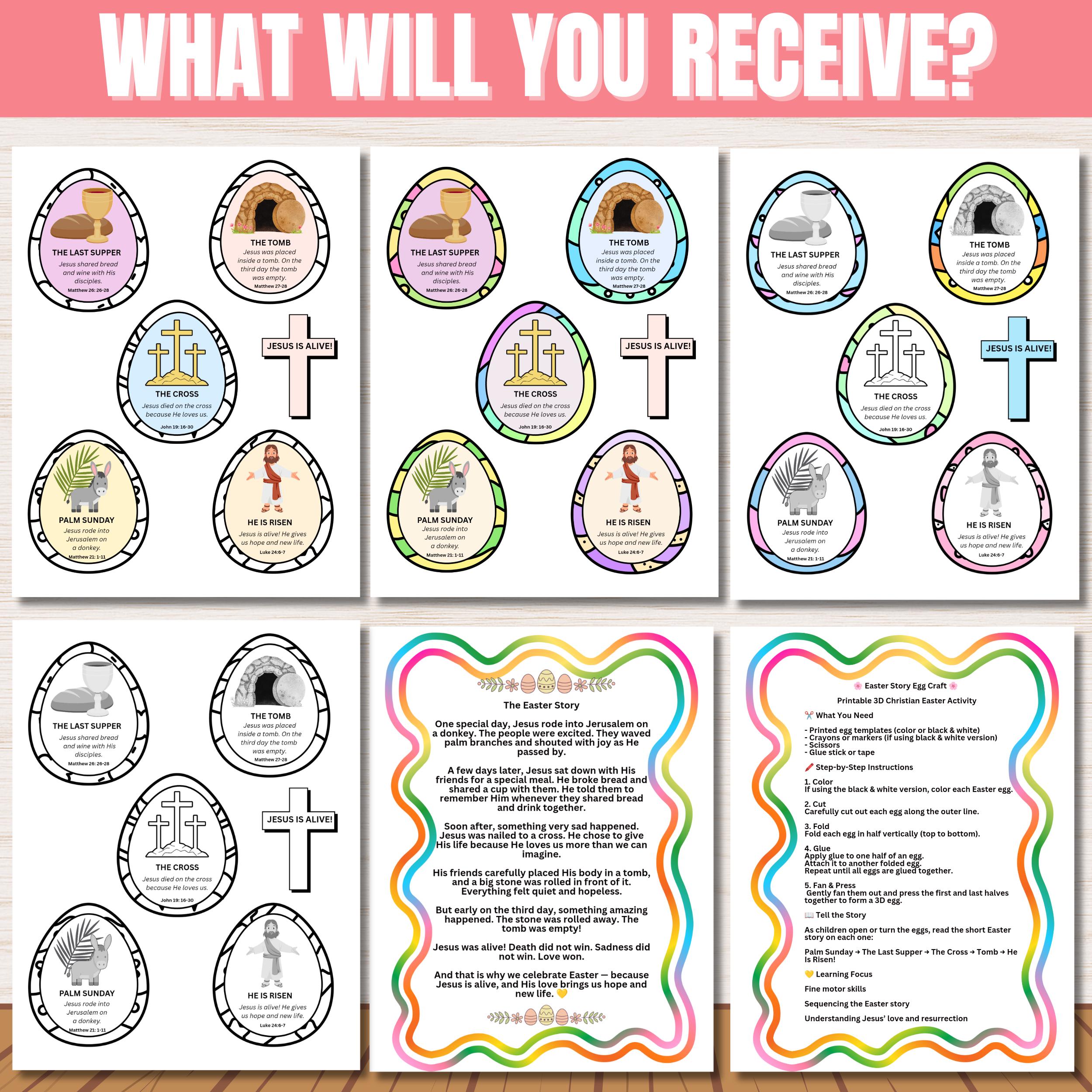Easter Story Egg 3D Craft, Bible Printable Activity, Christian ...