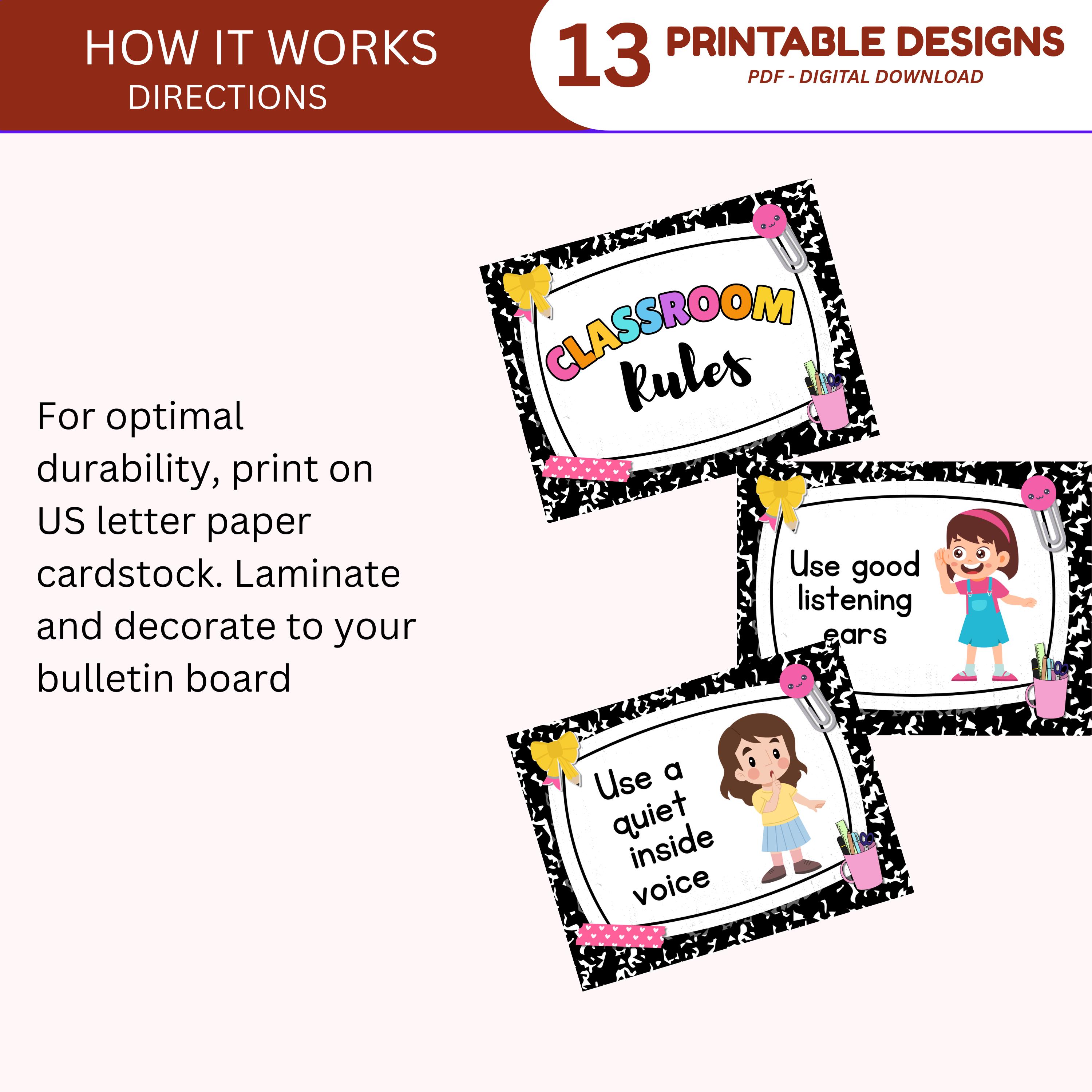 Classroom Rules Posters | Pre-k, Daycare Behavior Charts (PDF Download ...