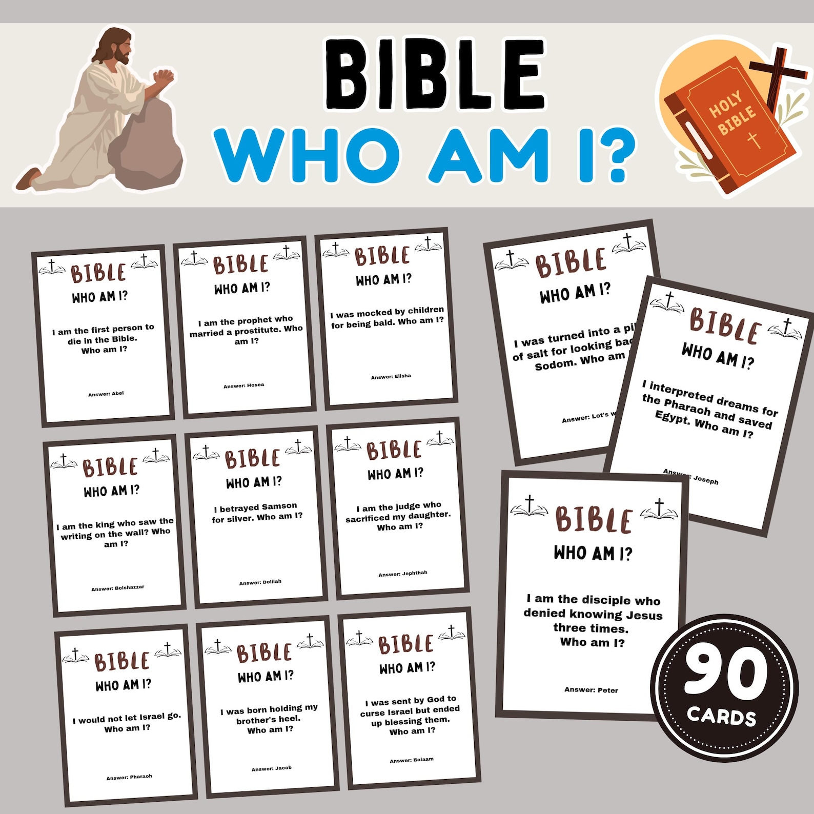 Bible Trivia Cards, Who Am I Game, Church Activity (PDF) - Etsy