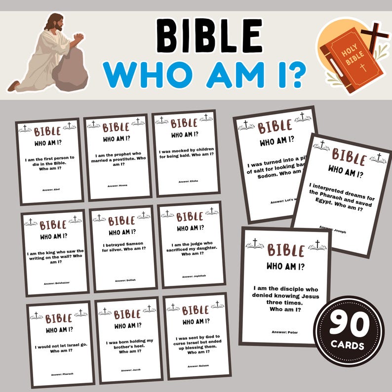 Bible Trivia Cards, Who Am I Game, Church Activity (PDF) - Etsy