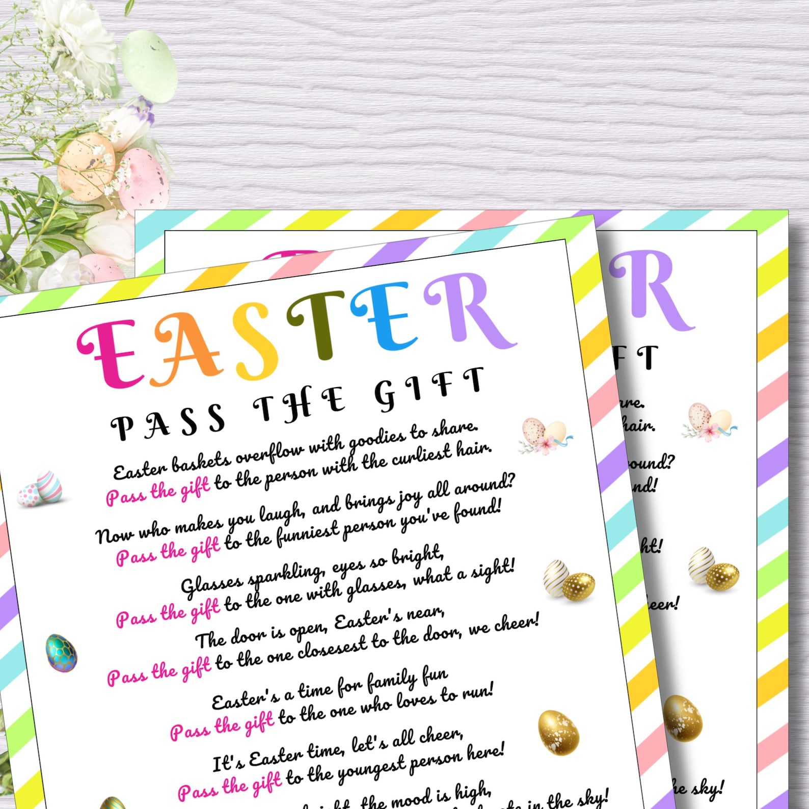 Printable Easter Pass the Prize Game, Kids and Adults (digital Download ...