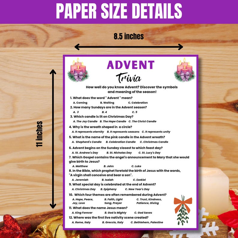 Advent Trivia Bible Game Printable, Advent Quiz, Advent Game for Kids ...