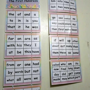 100 Printable Let's Learn Fry 1st Hundred Sight Words Hanging Charts ...