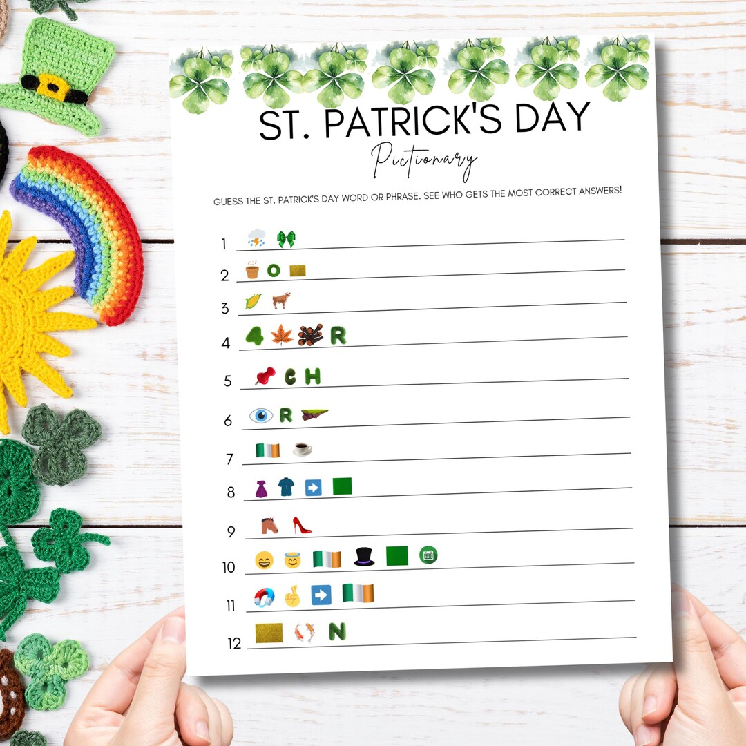 St. Patrick's Day Emoji Pictionary Game | Emoji Game | Printable Emoji ...