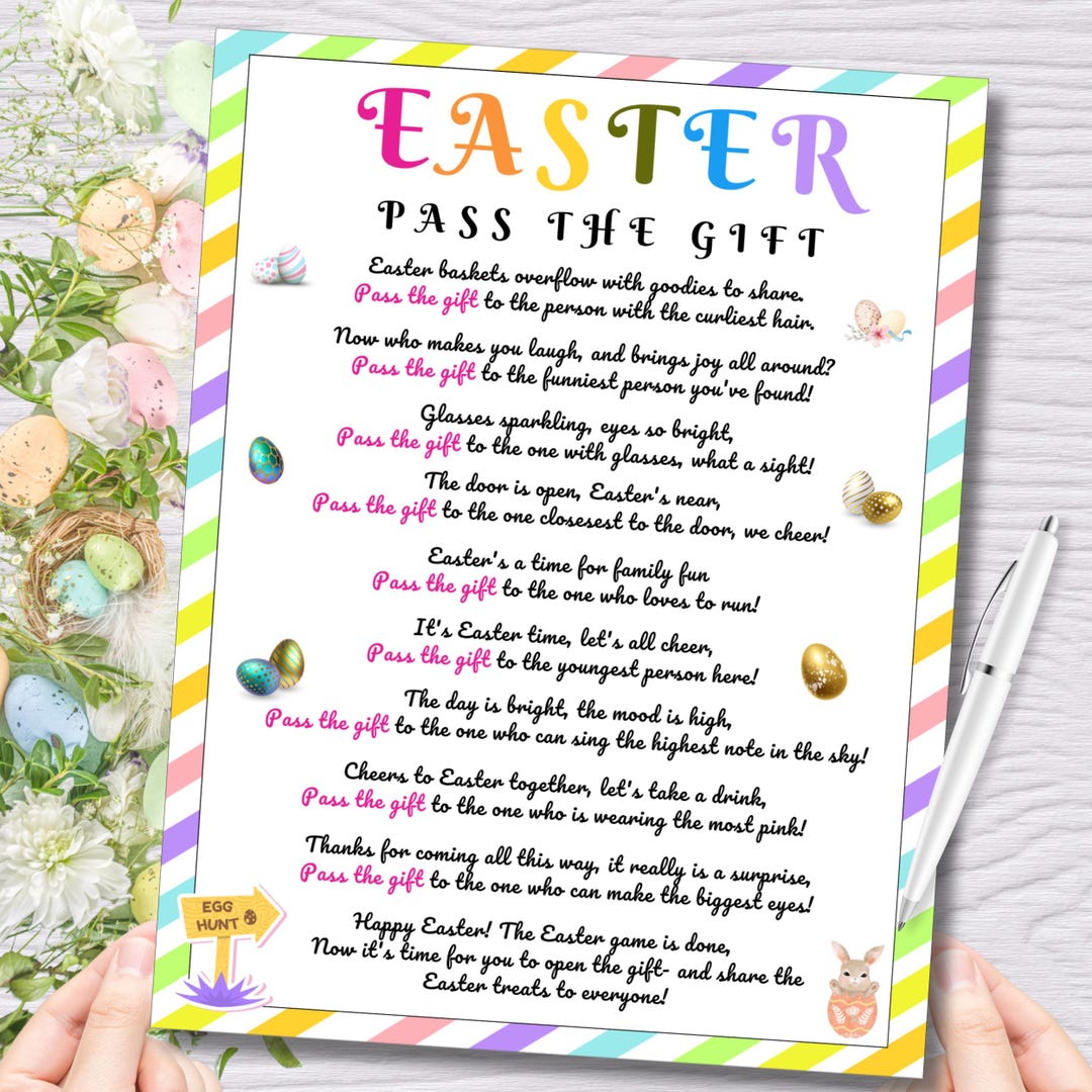 Easter Pass the Prize, Printable Easter Pass the Parcel Game, Easter ...
