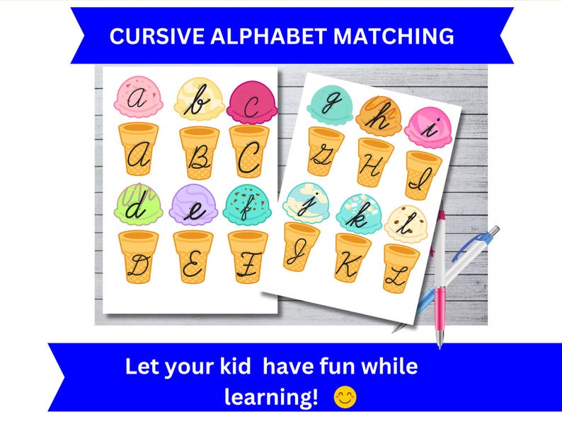 Letter Matching Printable, Busy Book, Cursive Writing, Upper and Lower ...
