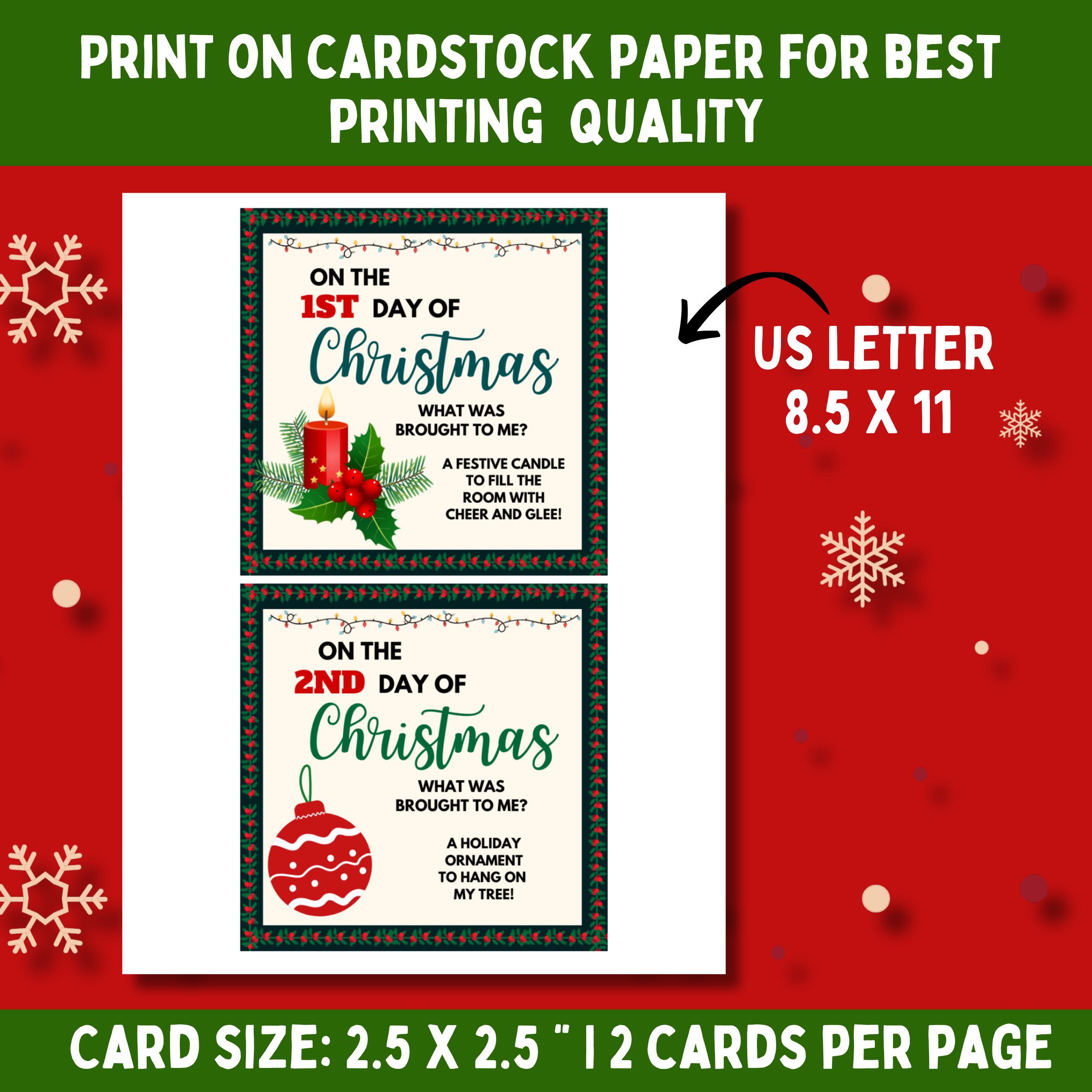 12 Days of Christmas Gift Tags | Printable Holiday Favor (2.5x2.5 ...