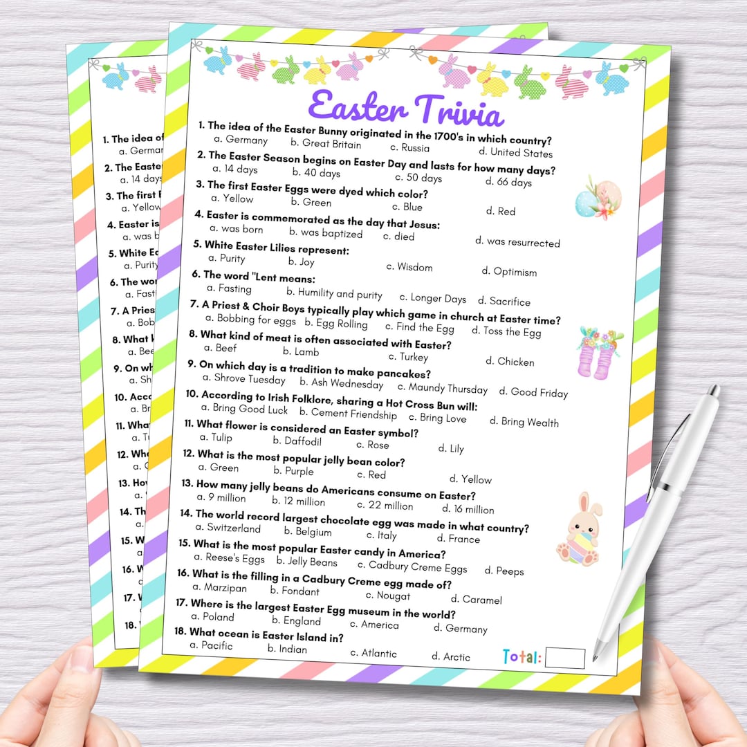 Easter Trivia Game, Easter Party Game, Easter Classroom Game, Easter ...