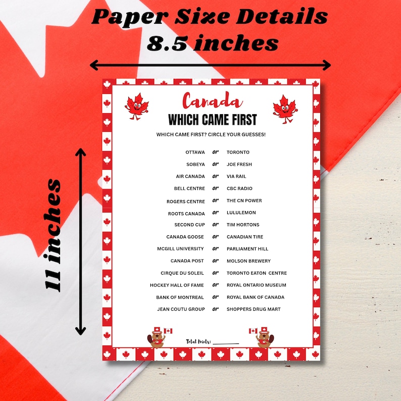 Canada Day Trivia Game, Family Party Activity (digital Download) - Etsy