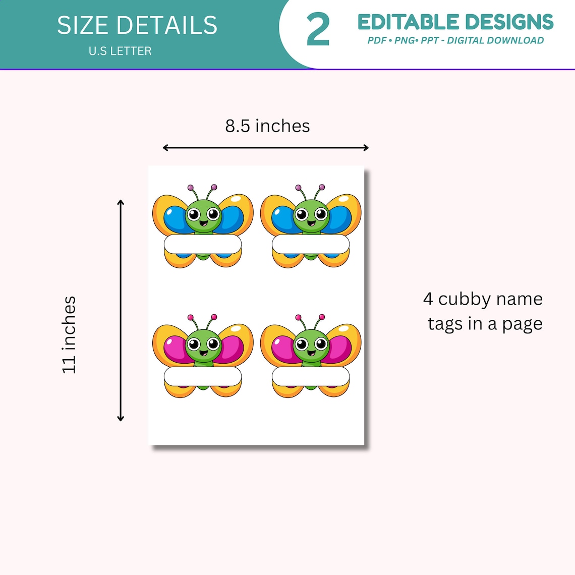 Editable Butterfly Cubby Name Tags: Spring Classroom Labels (digital ...