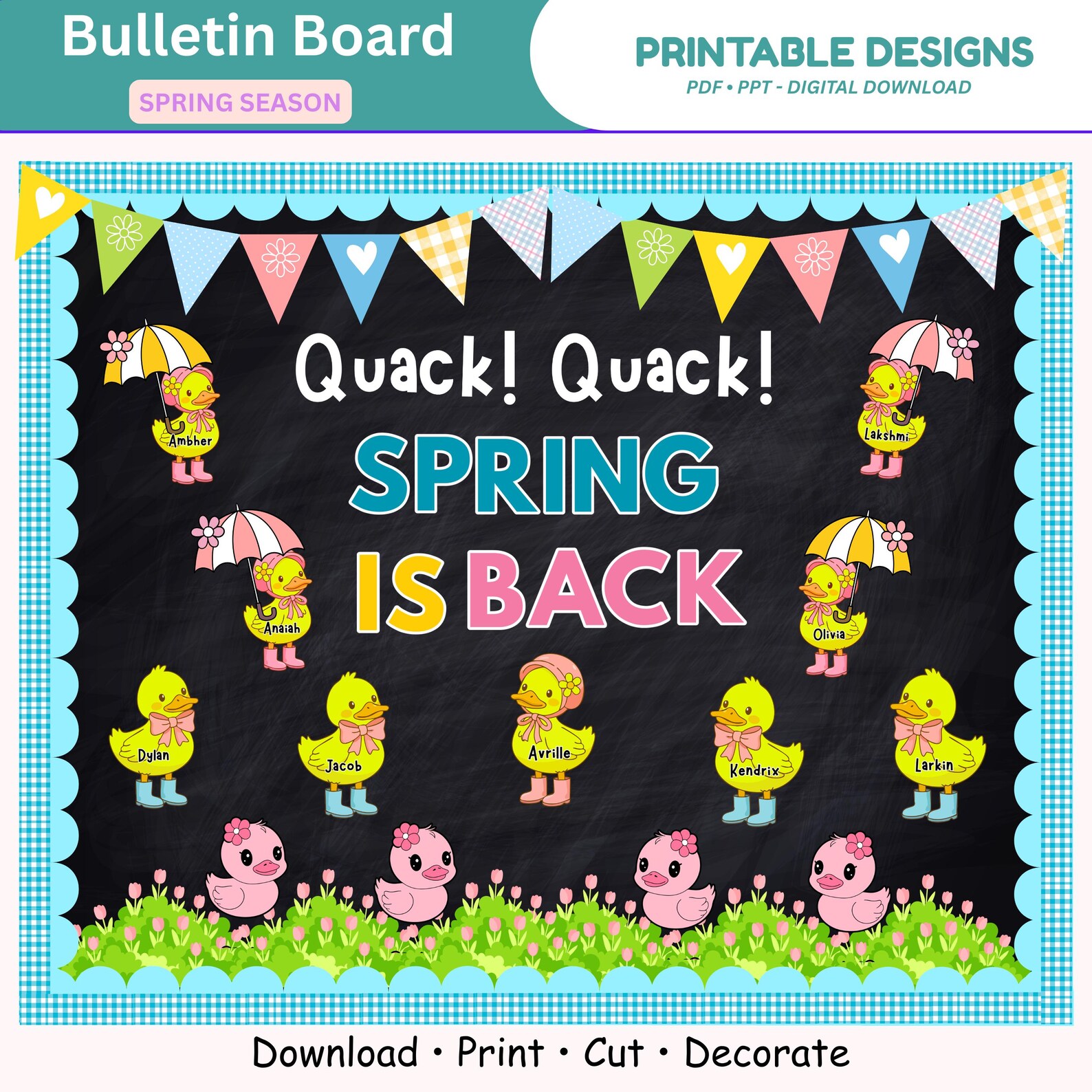 Spring Bulletin Board Kit Ducks Editable Classroom Decor for March ...