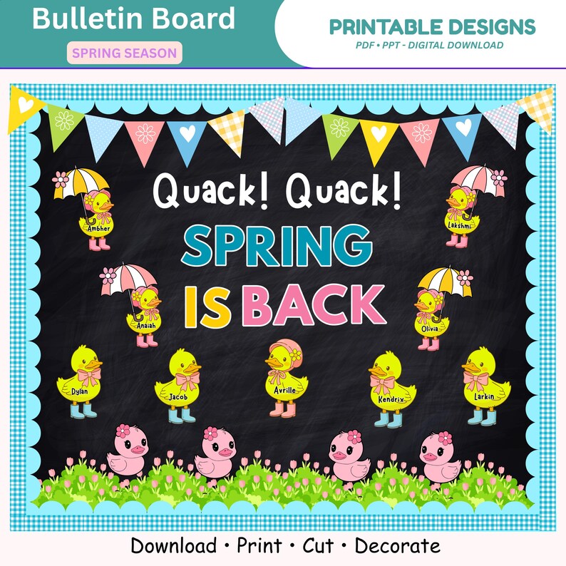 Spring Bulletin Board Kit Ducks Editable Classroom Decor for March ...