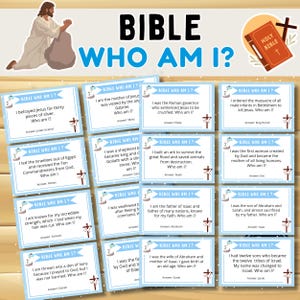 Bible Who Am I Trivia Cards, Printable Christian Party Game for Kids ...