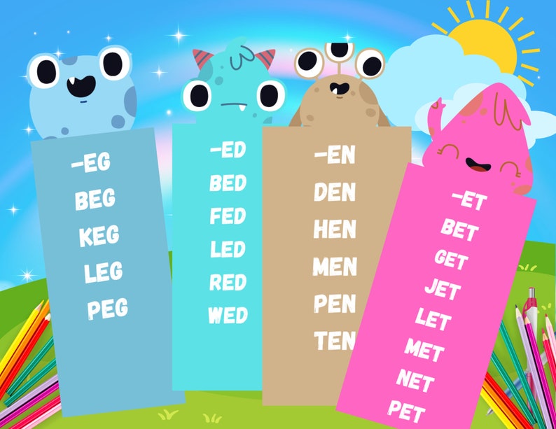 CVC Word Families Flashcards, Pre-k Reading (digital Download) - Etsy