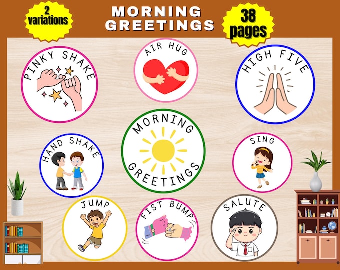 Classroom Morning Greetings Poster Set, 38 Pages (printable PDF & PNG ...