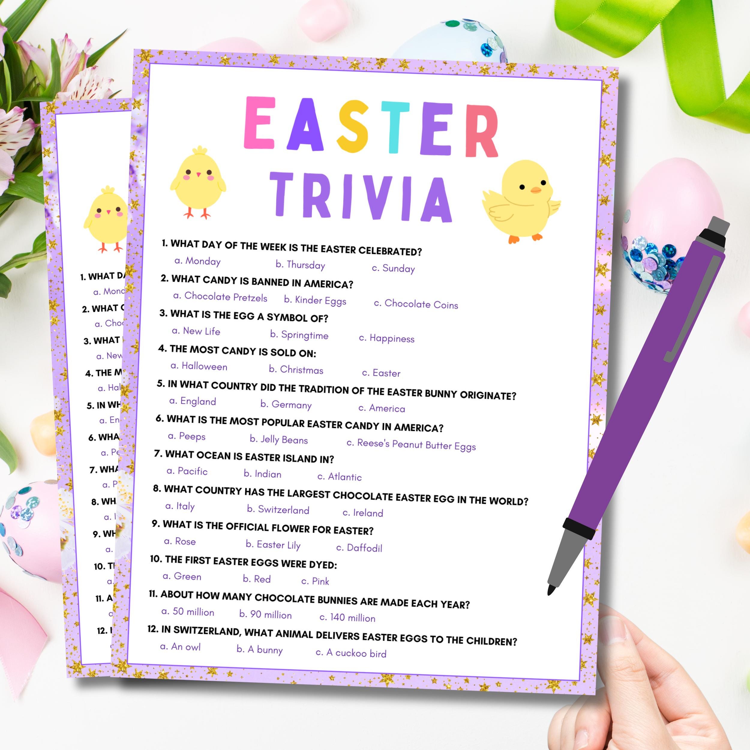 Easter Trivia Game, Easter Party Game, Easter Classroom Game, Easter ...