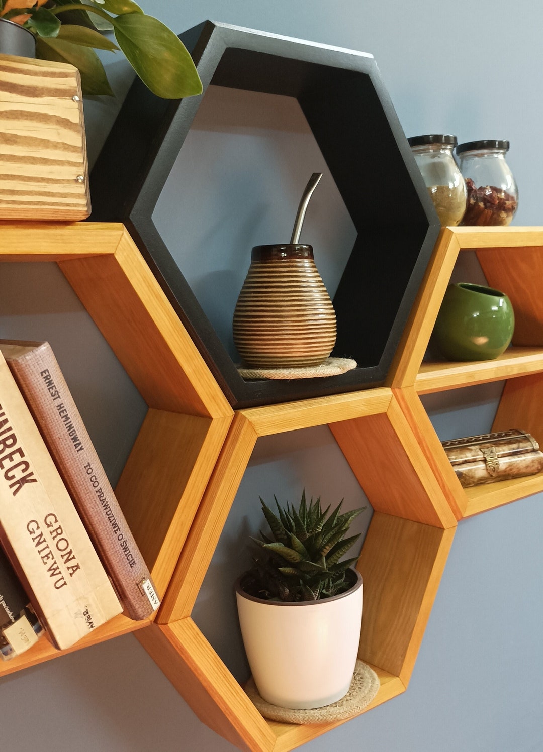 Handmade, Wooden Hexagonal Shelf, Set of 3, Set of 5 - Etsy