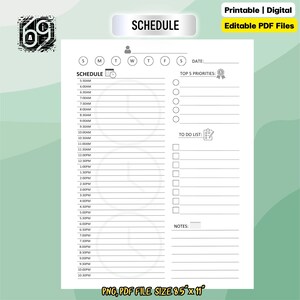 Editable Schedule Template, Printable Schedule, Daily Planner, Digital ...