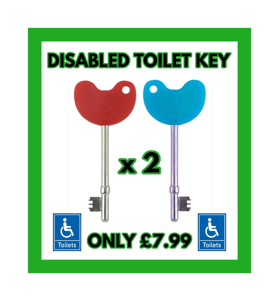 2 X NKS Radar Key Disabled Toilet Bathroom Door Access Braille XL ...