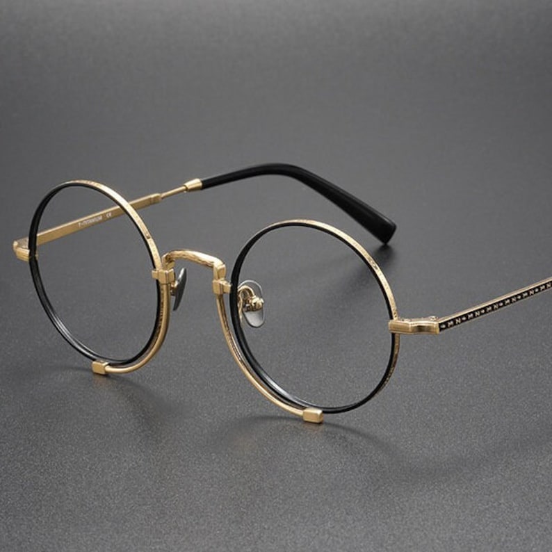 Vintage Round Frame Eyeglasses, Unique Design Eyeglasses, Pure Titanium ...