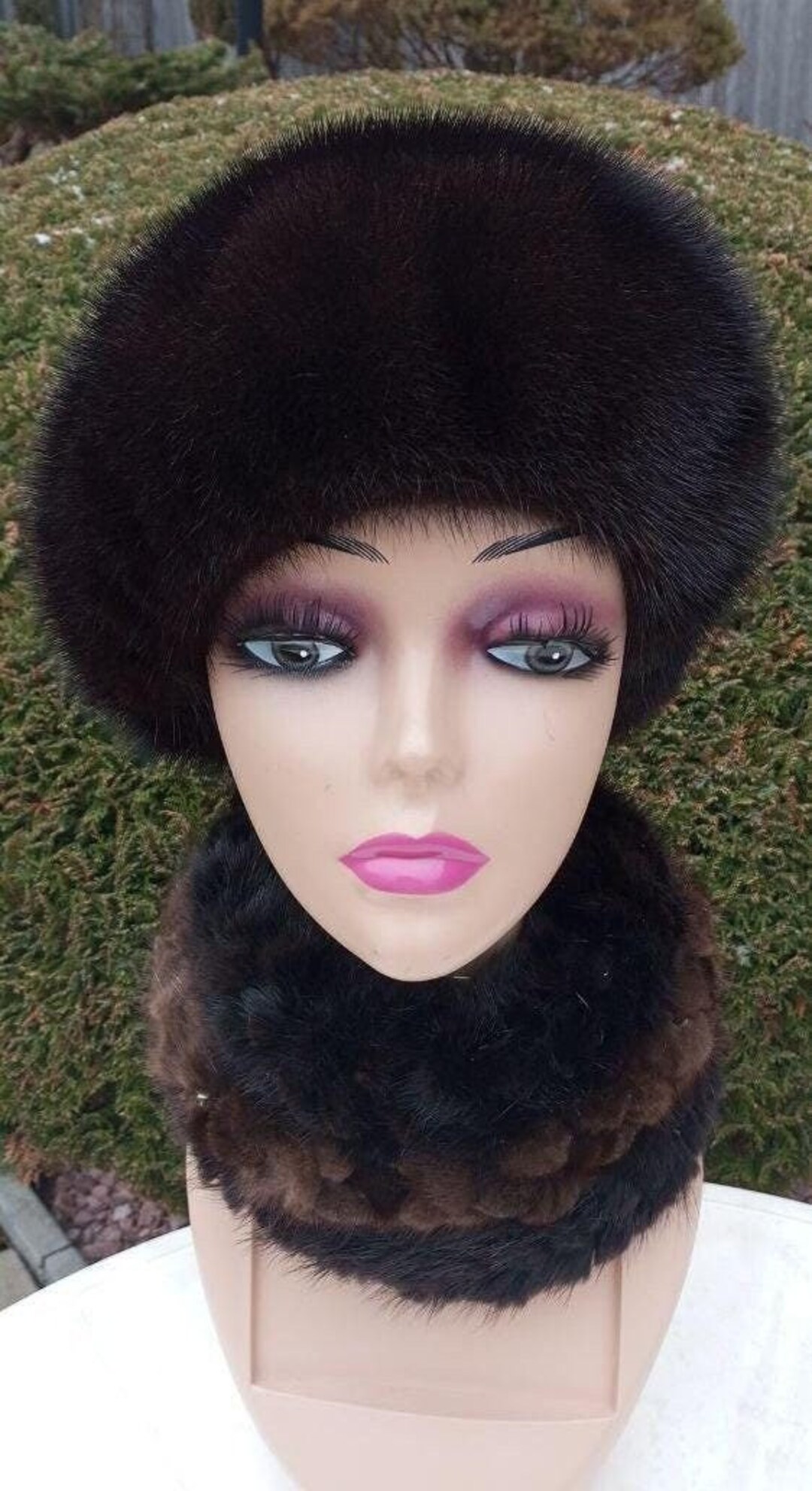 French Beret. Asymmetry. Winter Women's Mink Hat Made of Natural Fur ...