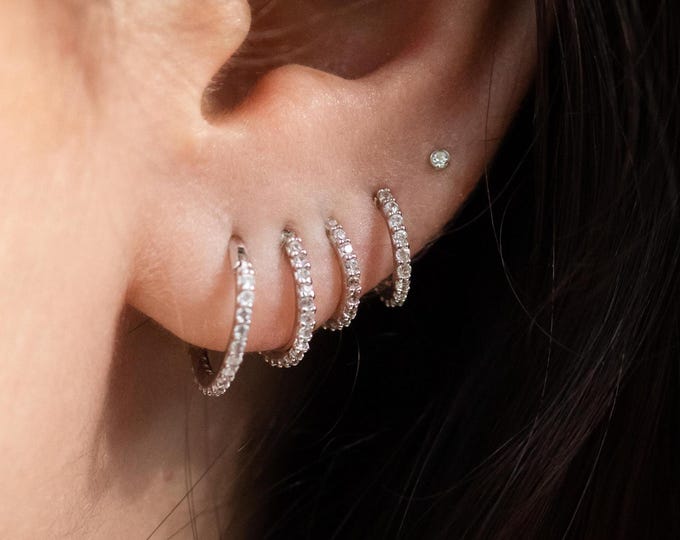 Double Helix Hoop, Sterling Silver Helix Piercing, Conch Hoop, Tiny ...